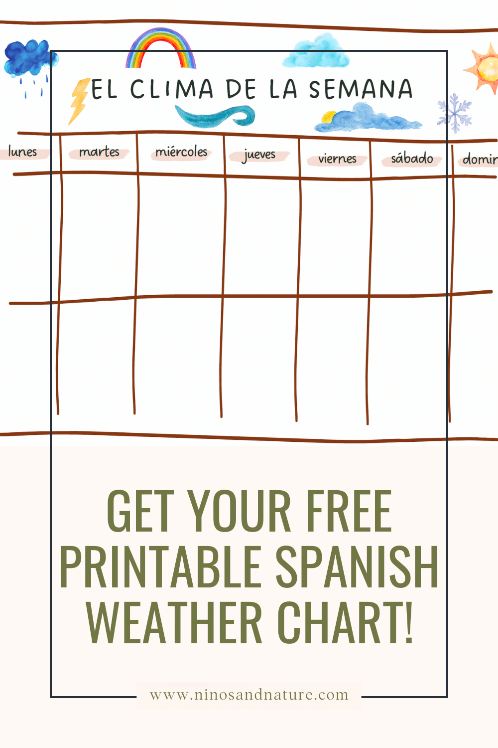 Free Spanish Weather Chart - Weather Words in Spanish - Fun Bilingual ...