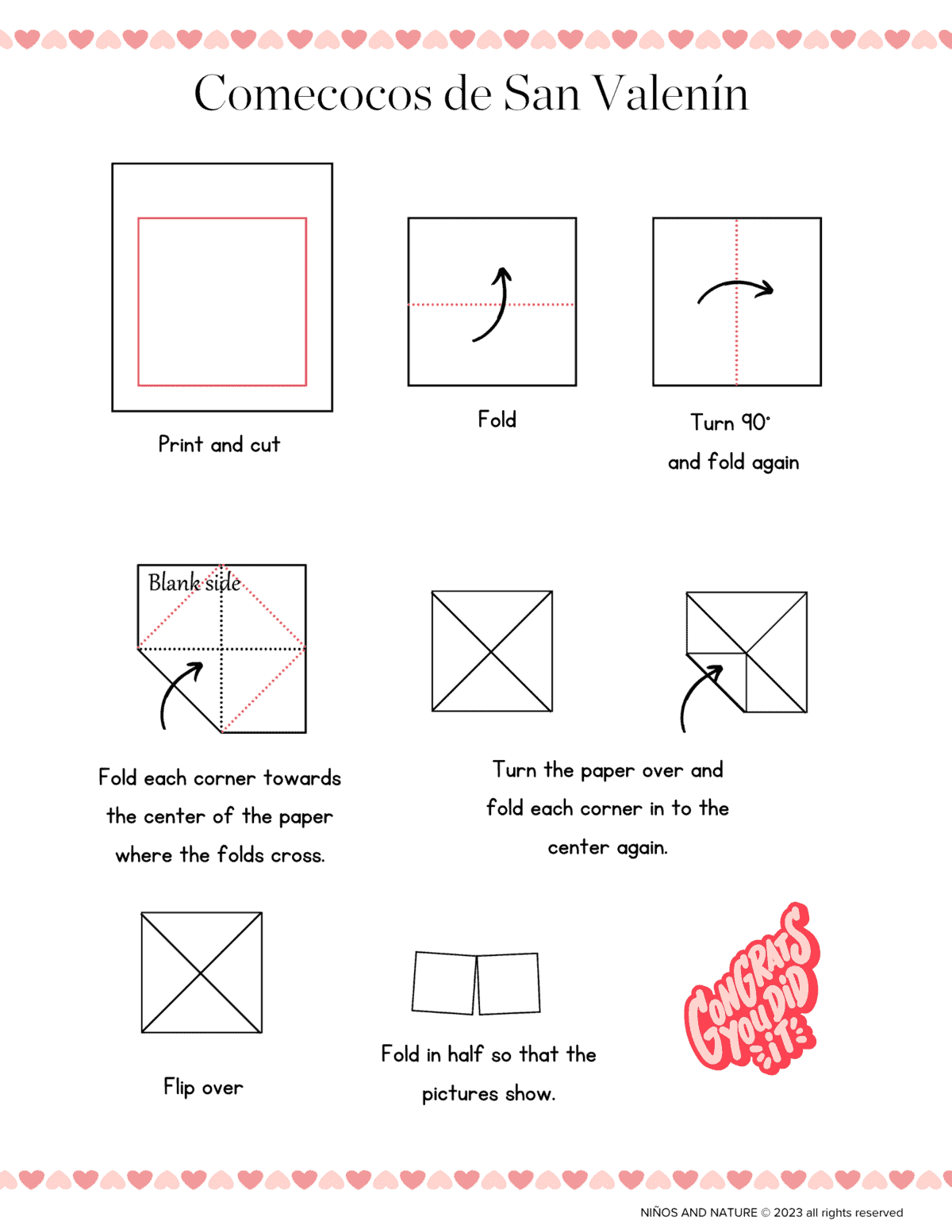 Free Valentine's Day Paper Fortune Teller in Spanish for Kids | Niños ...