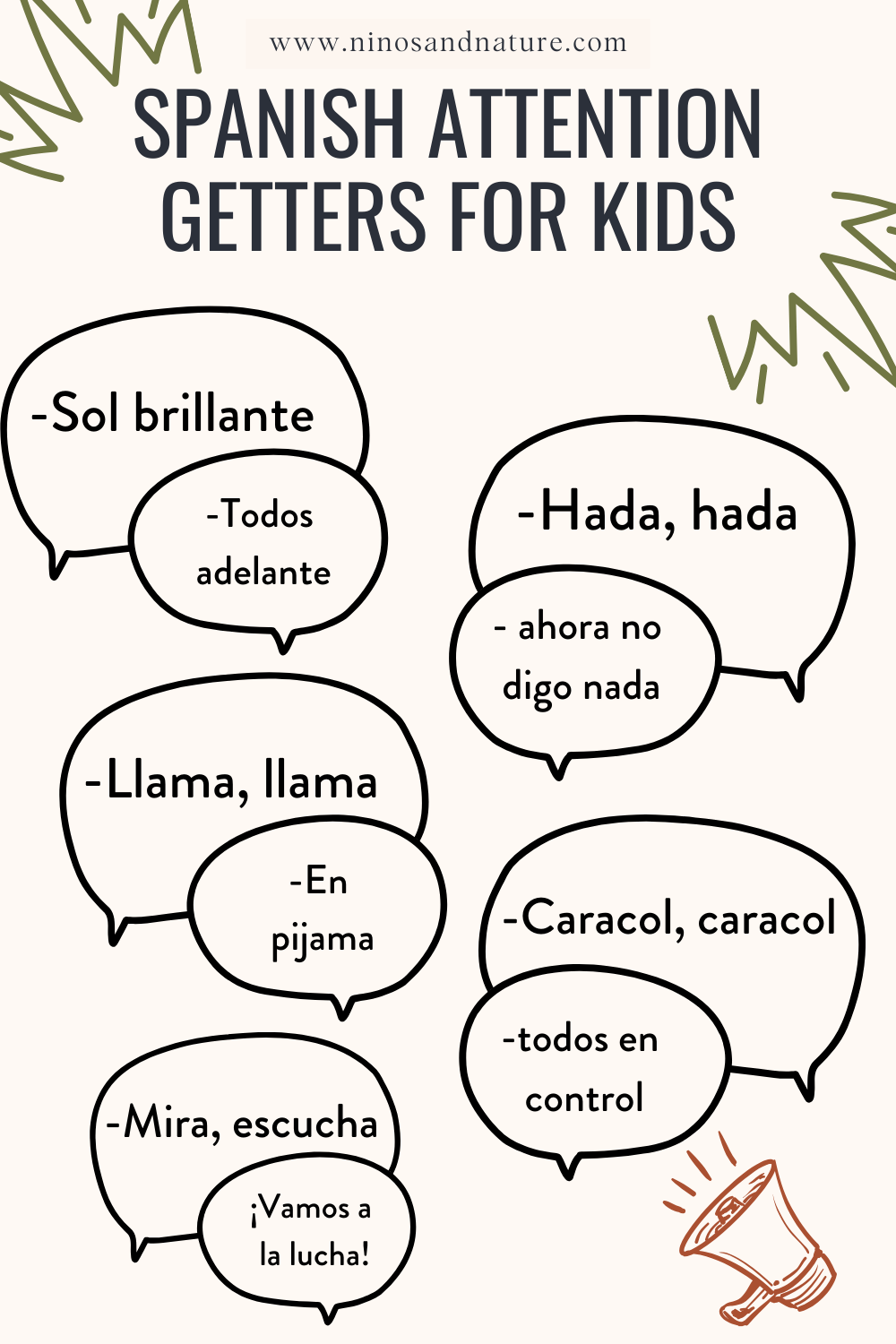30 Fun Attention Getters in Spanish for Kids | Niños & Nature