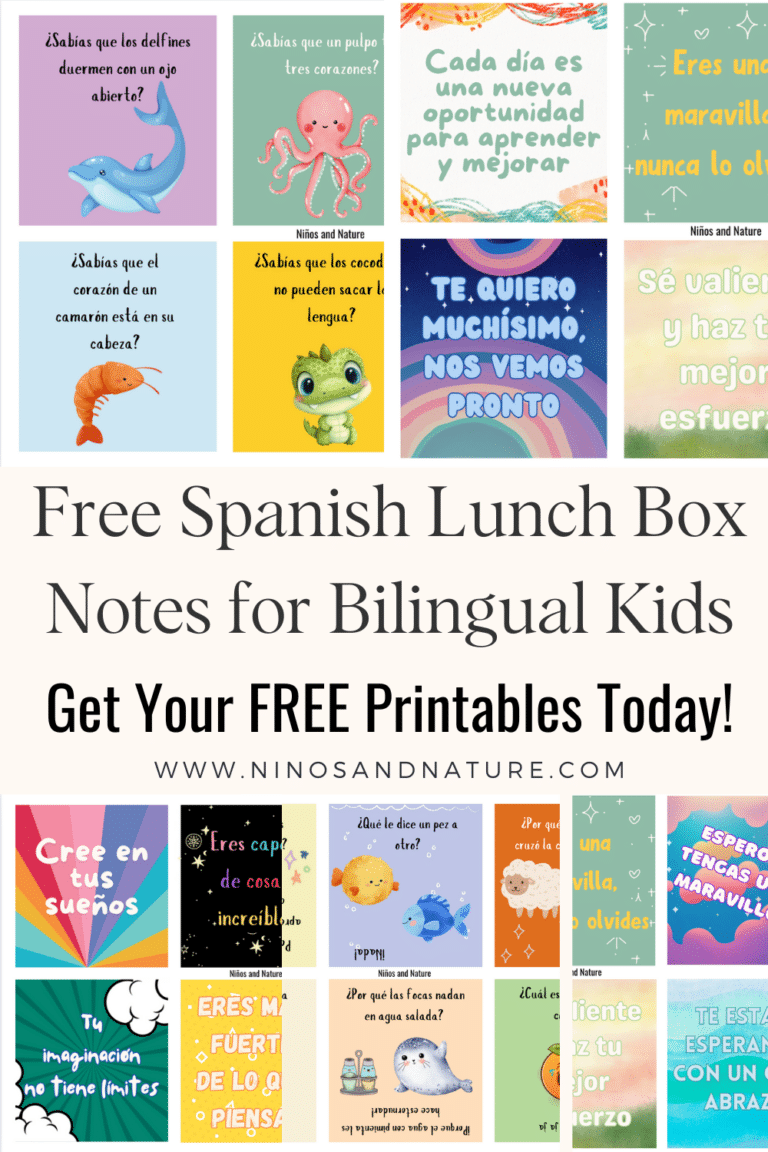 Get FREE Lunch Box Notes in Spanish for Bilingual Kids | Niños & Nature