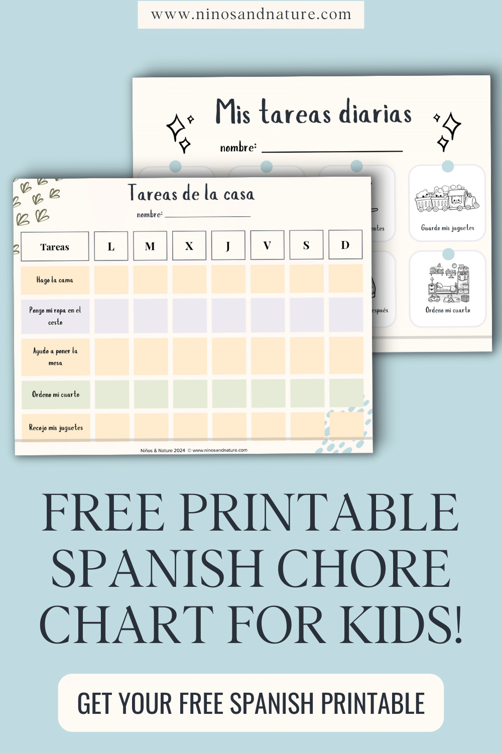 Free Spanish Chore Chart: Easy Chores to Teach Spanish at Home | Niños ...