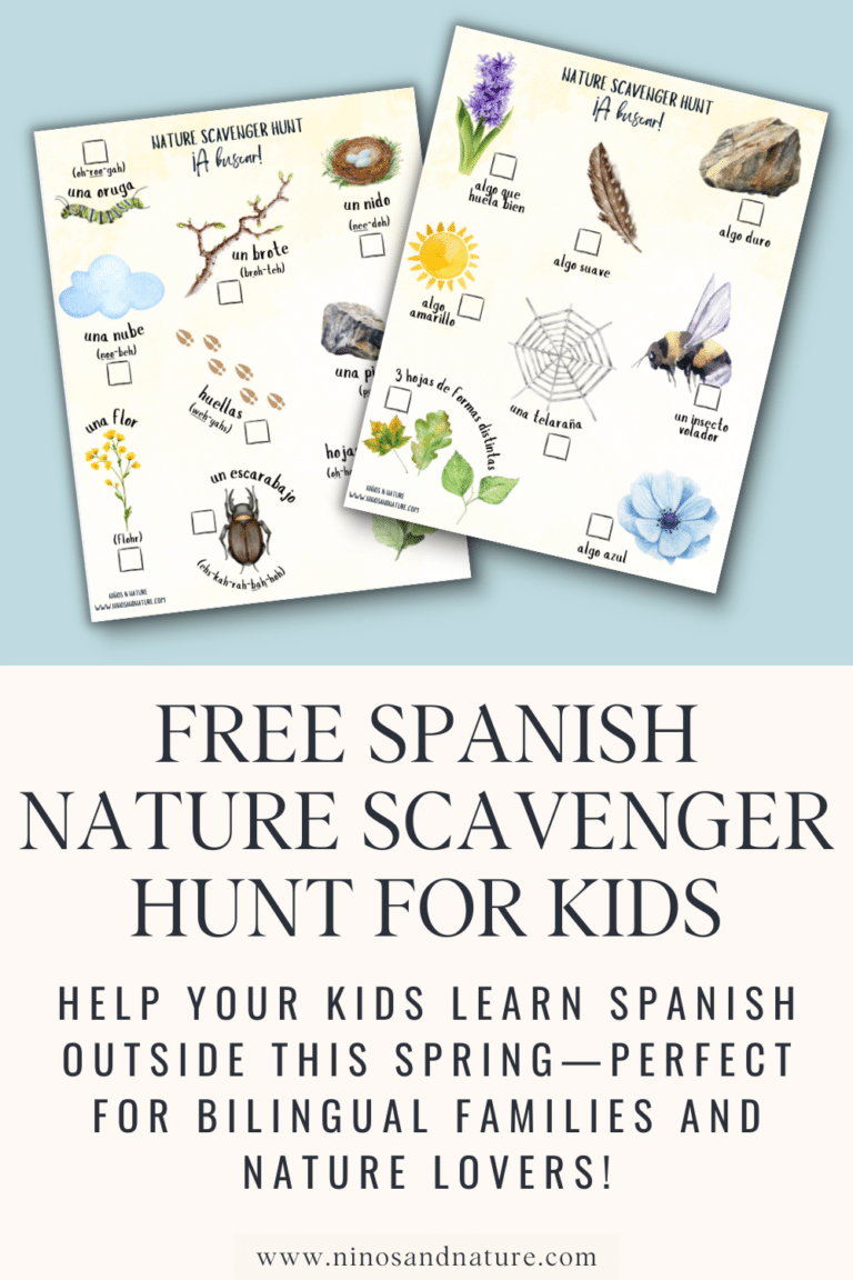 Free Nature Scavenger Hunt in Spanish for Bilingual Kids | Niños & Nature